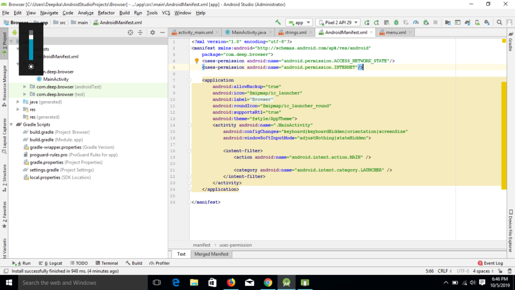 Browser App Android Application using Android Studio