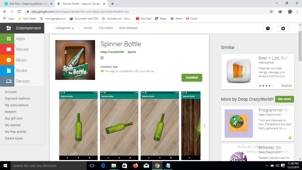 Create Spinner Bottle game App with Source code using android studio