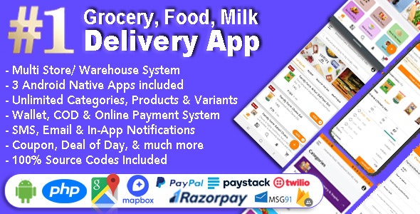 Multi Store Delivery Grocery Vegetable Delivery Android App