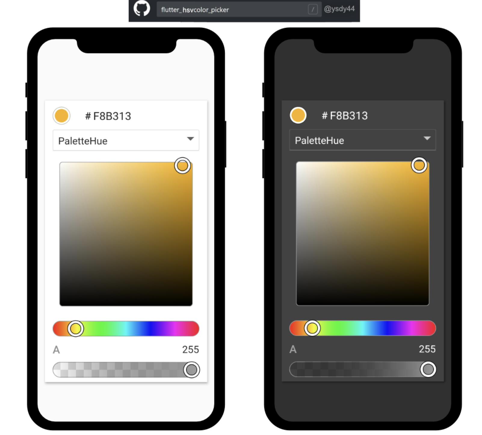Flutter HSV Color picker designed for your app source code