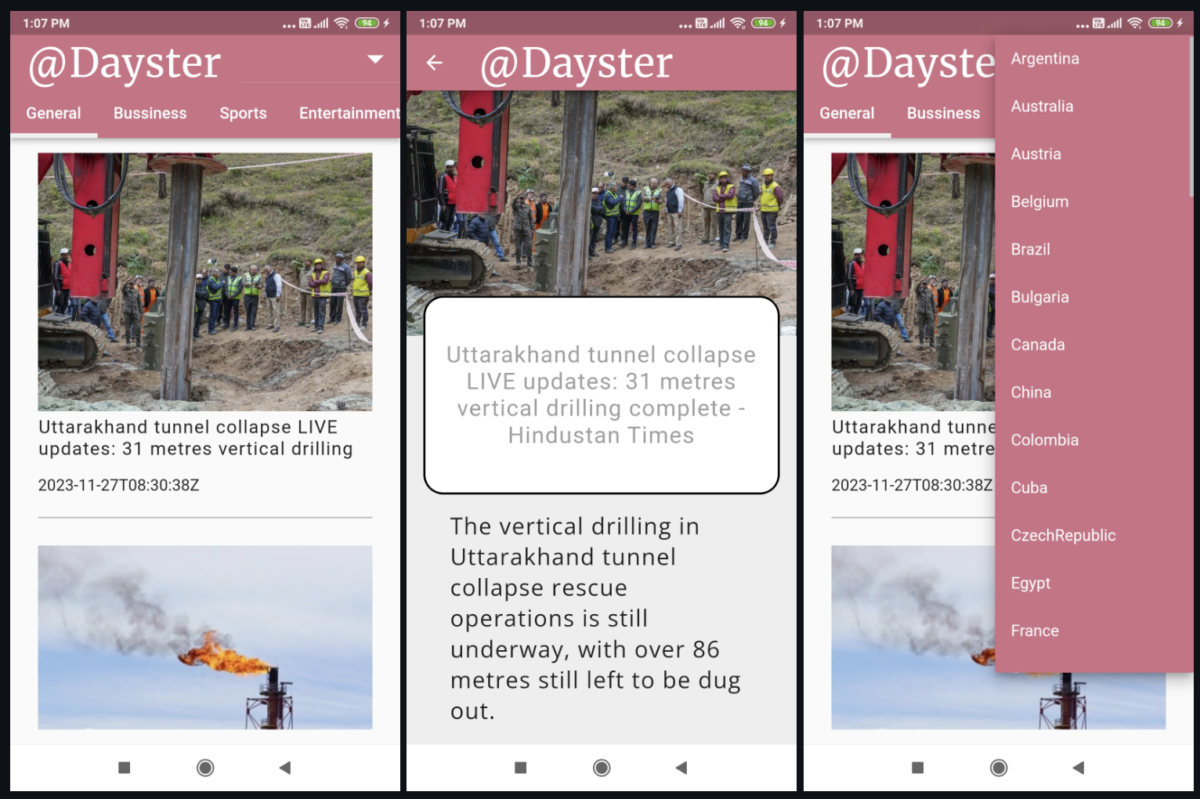 Daily News App built using Flutter framework with source code