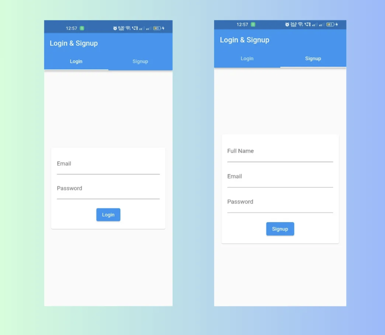 Login and Signup ui screen in flutter with source code