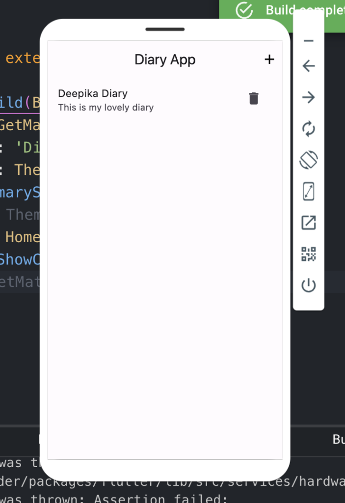 How to make Diary App using flutter stepwise using getx